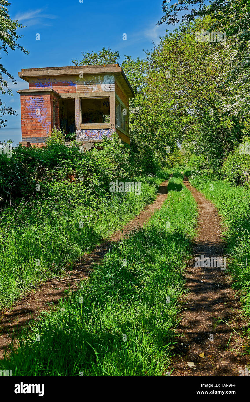 The disused signal box on the old railway line at Broom in Warwickshire ...