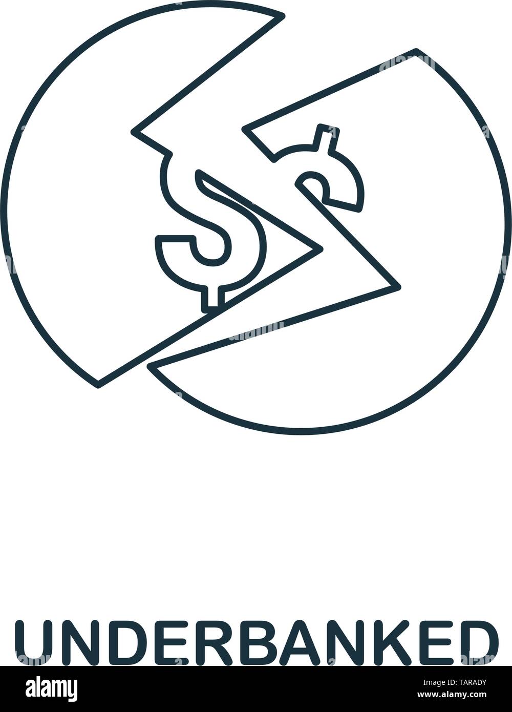 Underbanked icon outline style. Thin line design from fintech icons ...