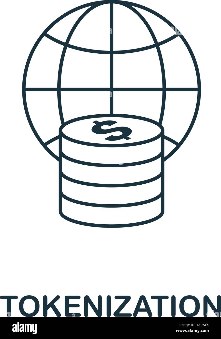 Tokenization icon outline style. Thin line design from fintech icons ... Tokenization icon outline style. Thin line design from fintech icons ...