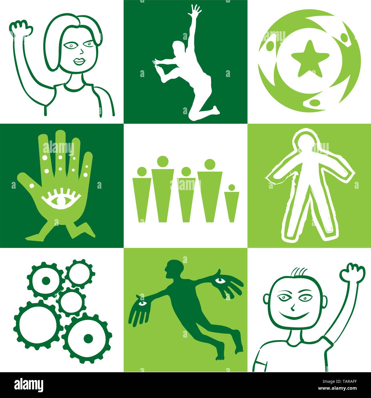 Vector illustration of a group of different human icons Stock Vector ...