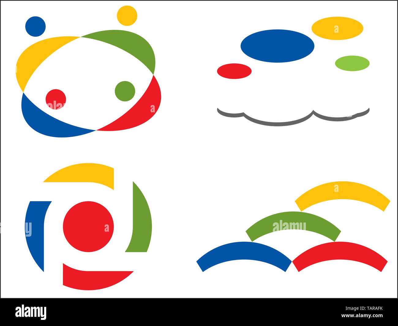 Vector illustration of different group icons colored and simple form ...