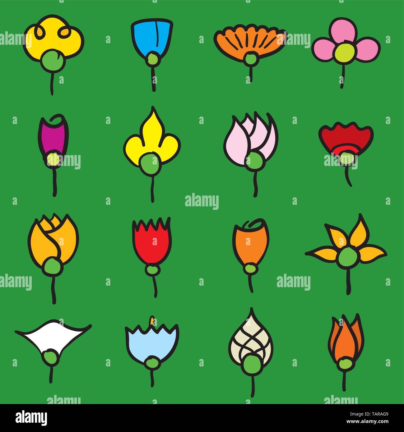 Vector illustration of hand made flower icons Stock Vector Image & Art ...