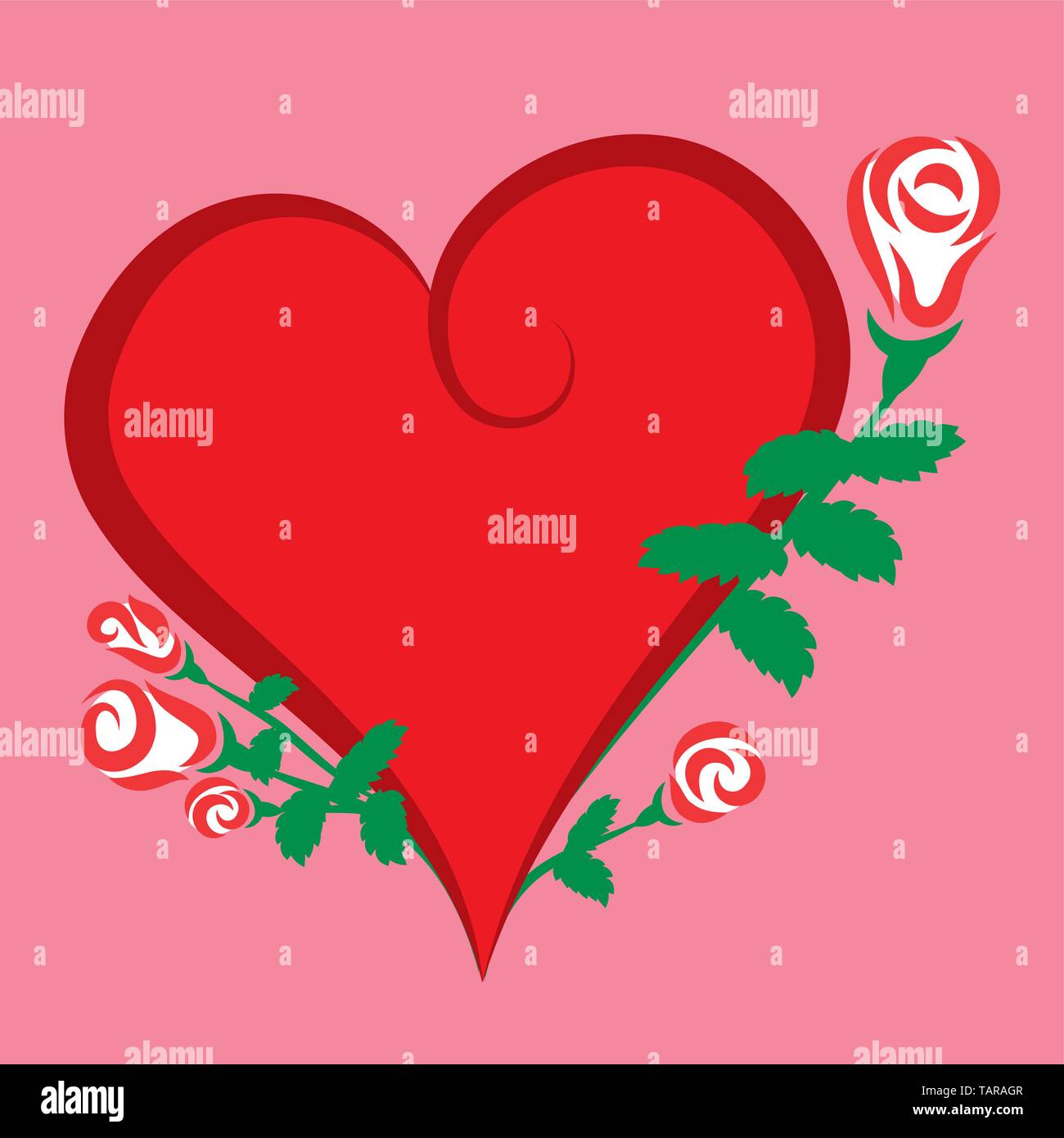 Red heart icon with roses. Vector illustration. Symbol Stock Vector ...