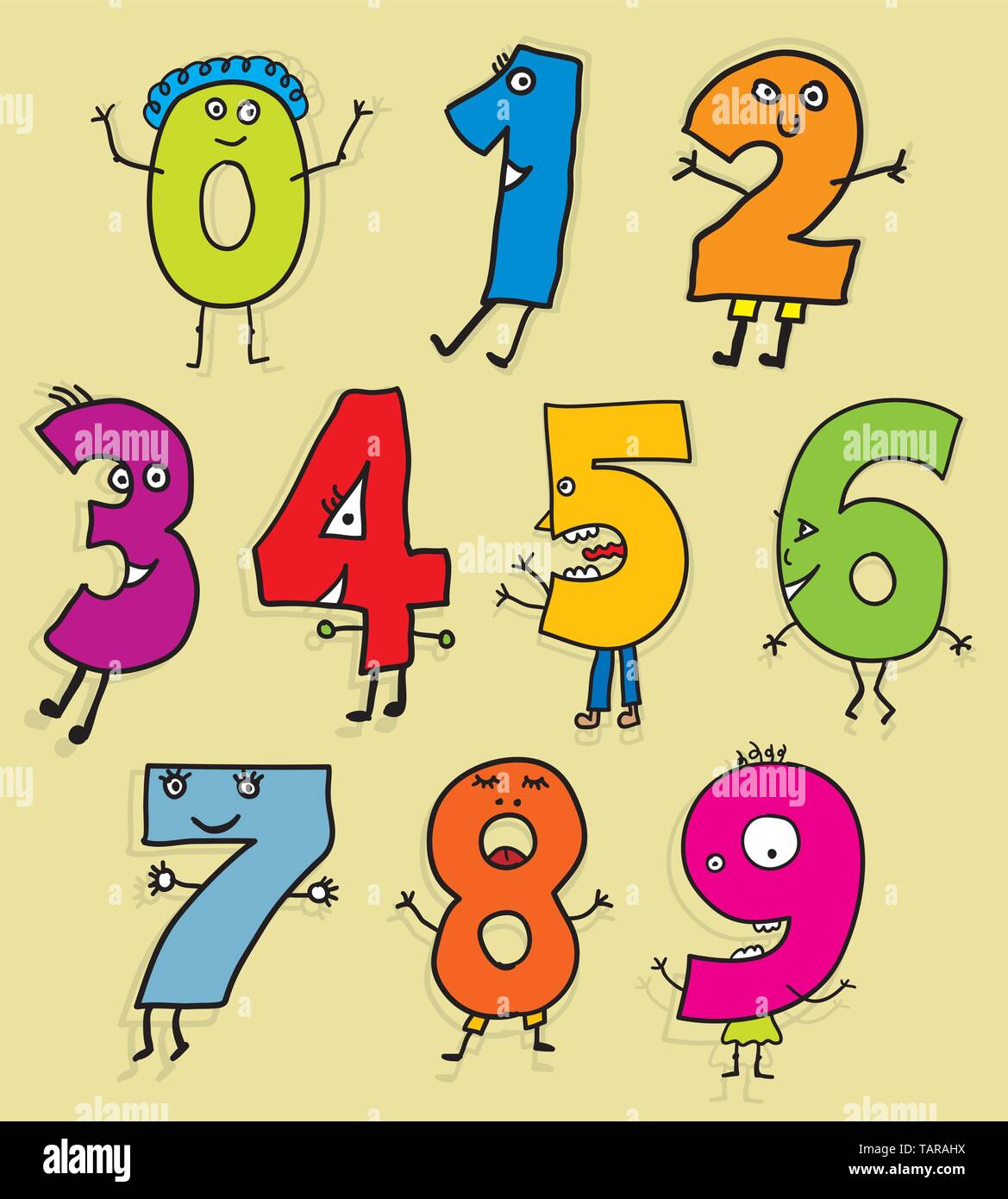 Vector illustration. Set of number figures in kiddy style. eps10 Stock ...