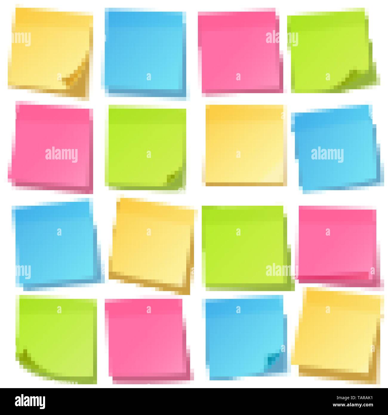 Realistic sticky note with shadow. Yellow paper set. Message on ...