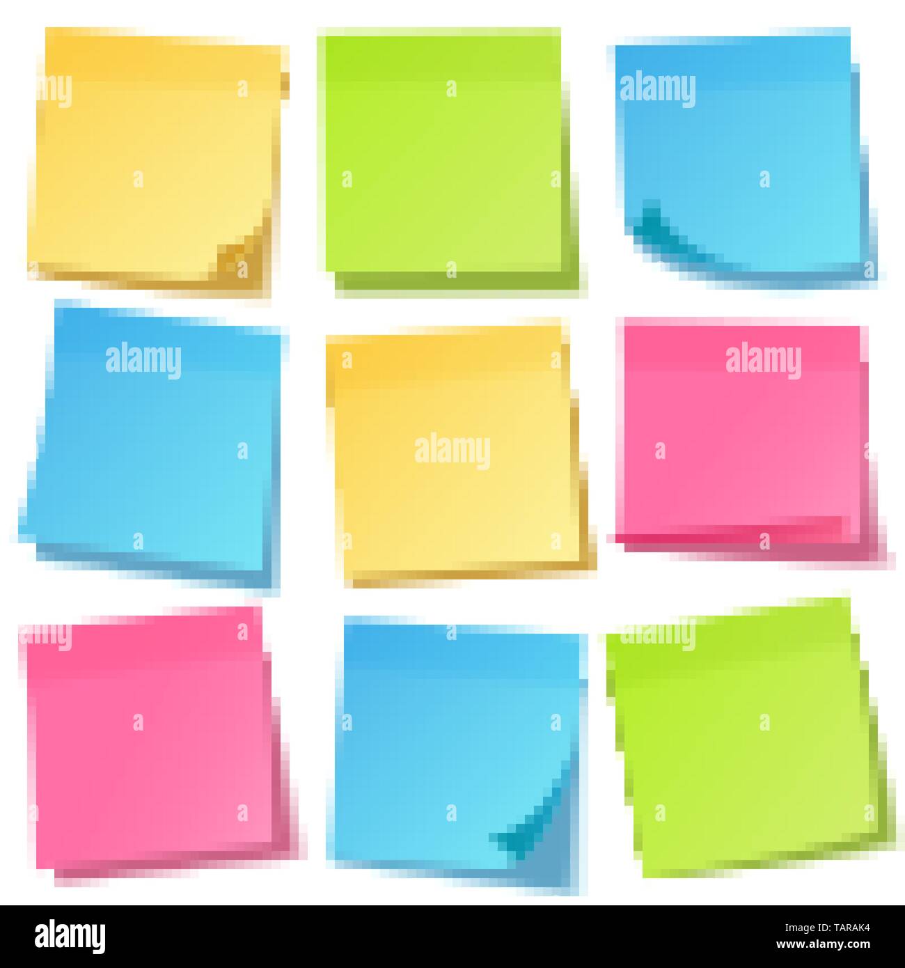 Realistic sticky note with shadow. Yellow paper set. Message on ...