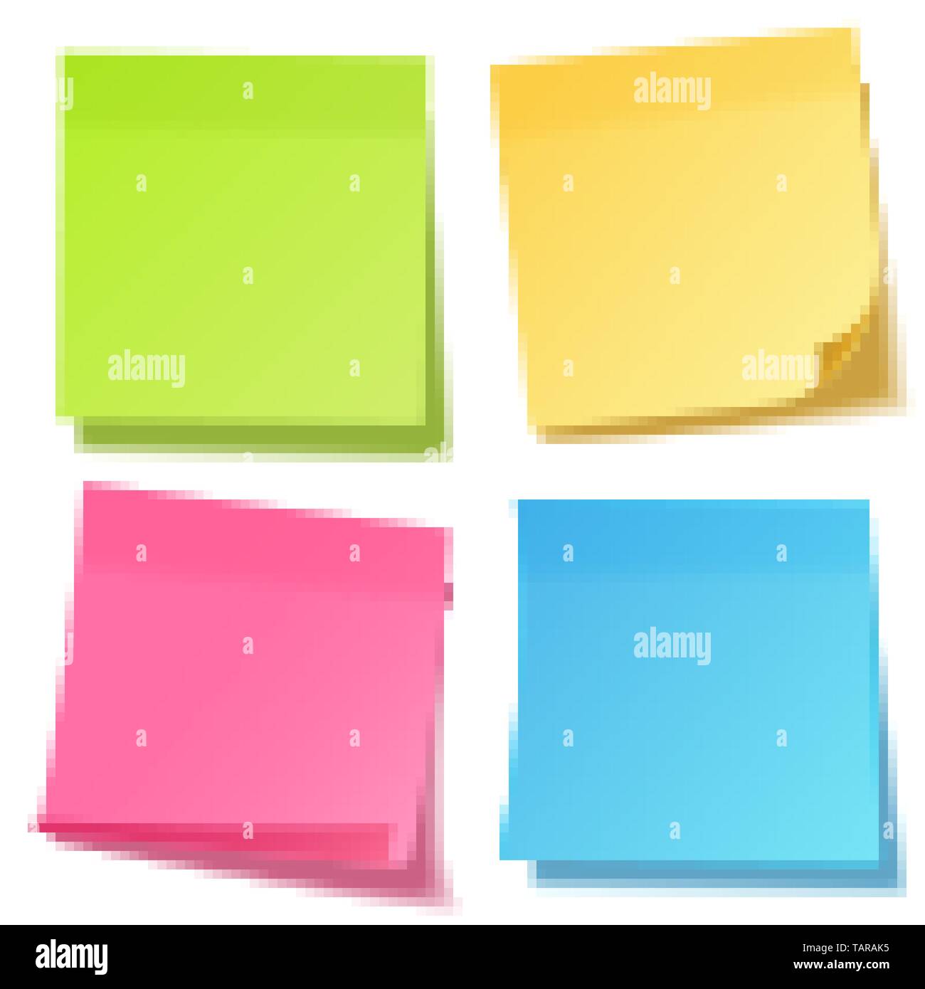 Realistic sticky note with shadow. Yellow paper set. Message on ...