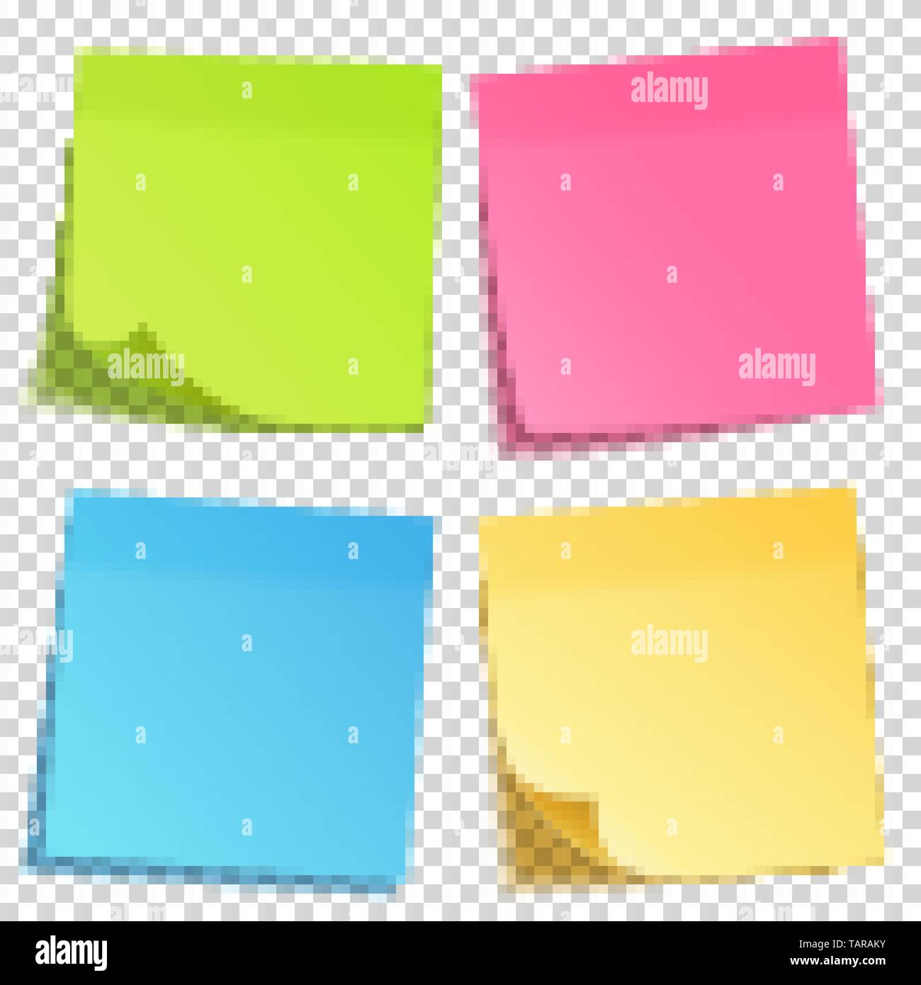 Realistic sticky note with shadow. Yellow paper set. Message on ...