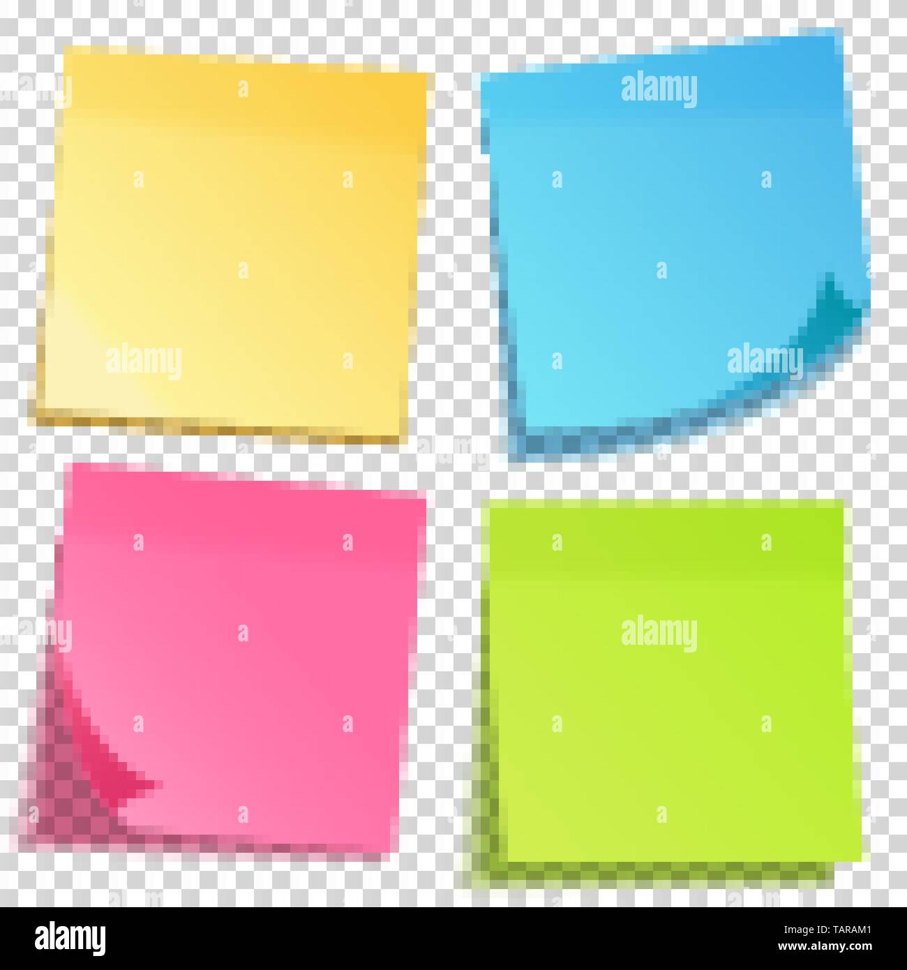 Realistic sticky note with shadow. Yellow paper set. Message on ...