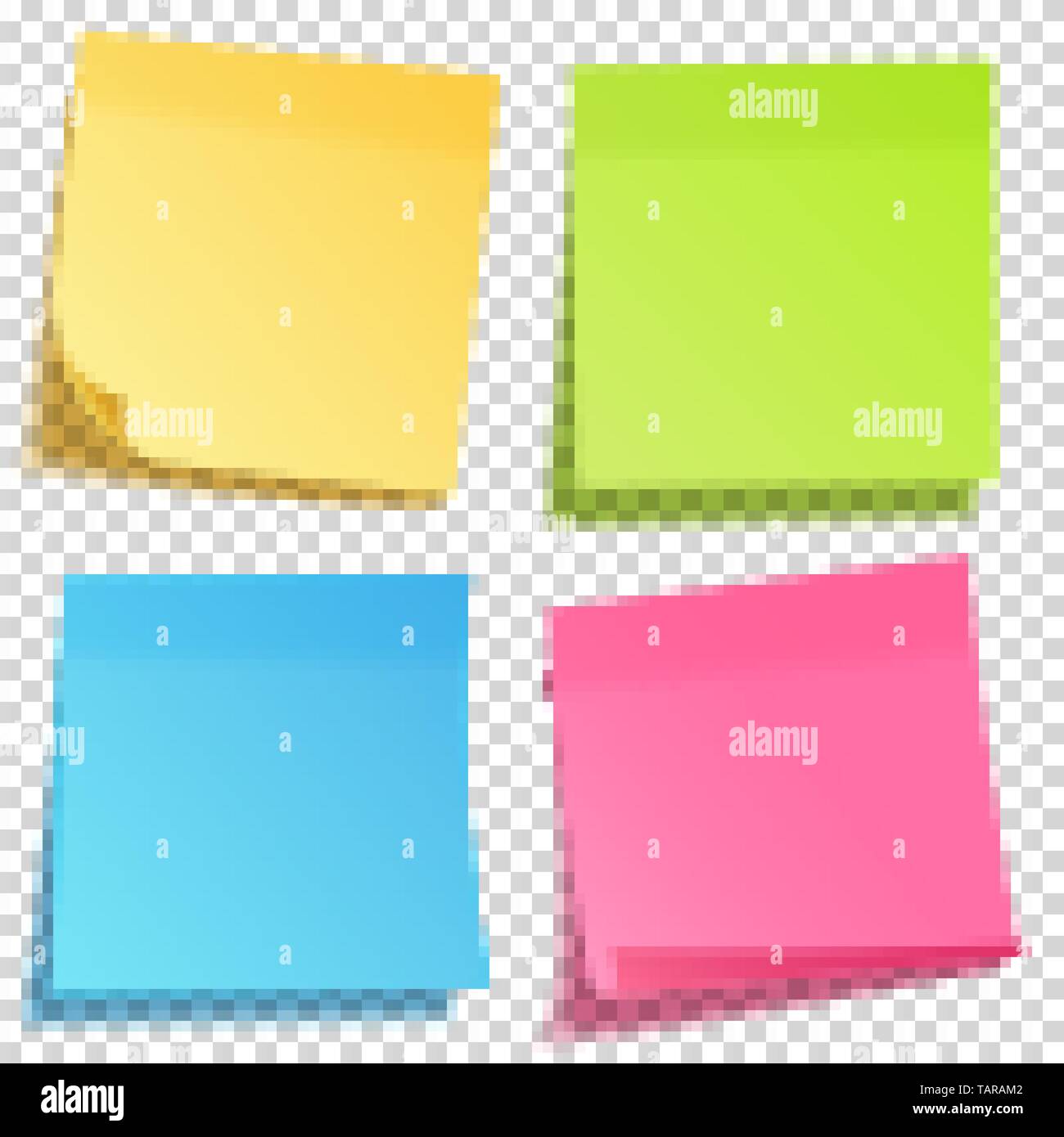 Realistic sticky note with shadow. Yellow paper set. Message on ...