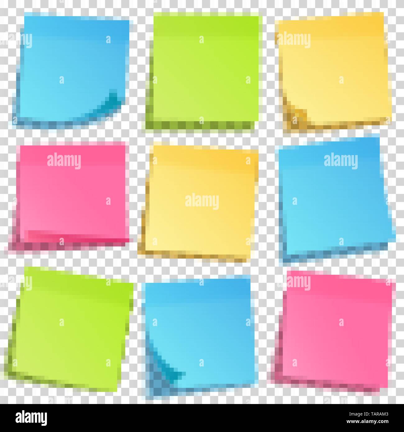 Realistic sticky note with shadow. Yellow paper set. Message on ...