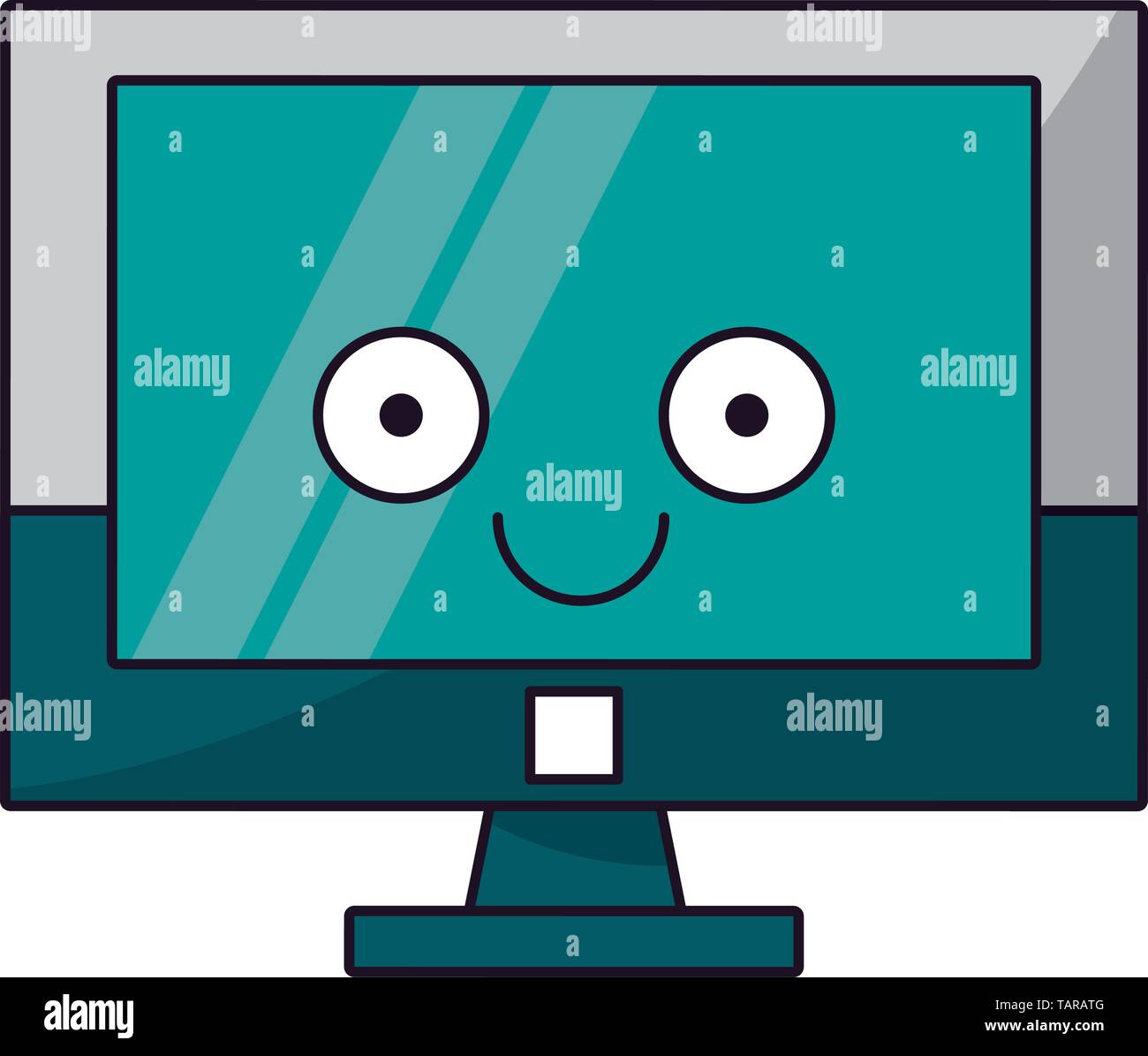 Computer screen cute cartoon vector illustration Stock Vector Image ...