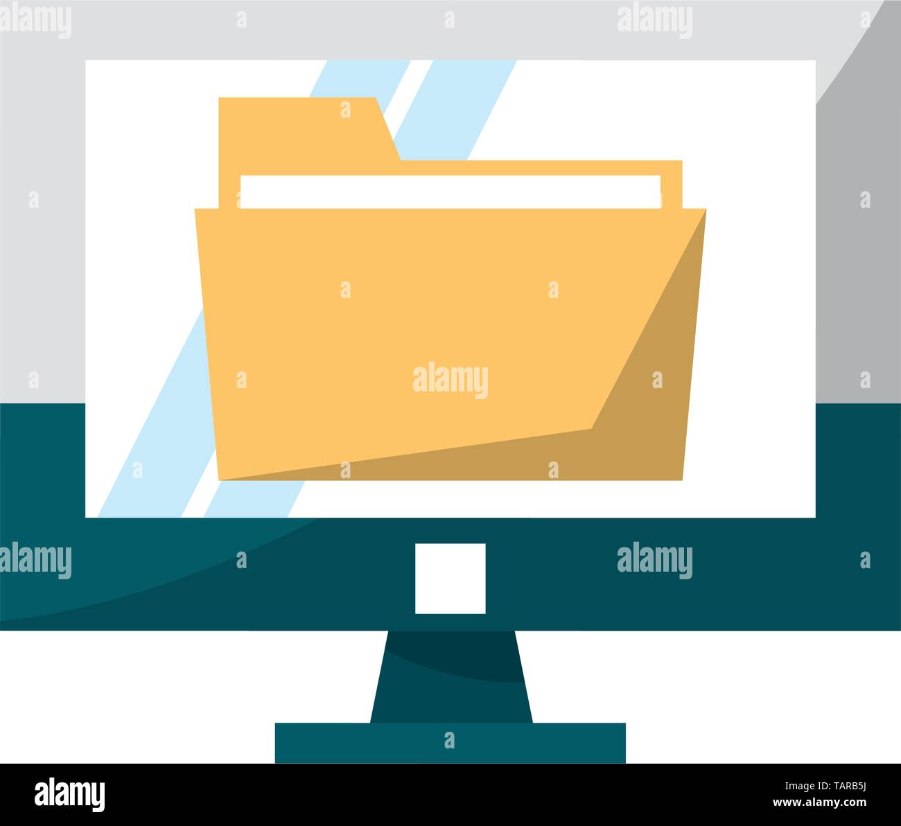 Folder on computer screen symbol vector illustration Stock Vector Image ...