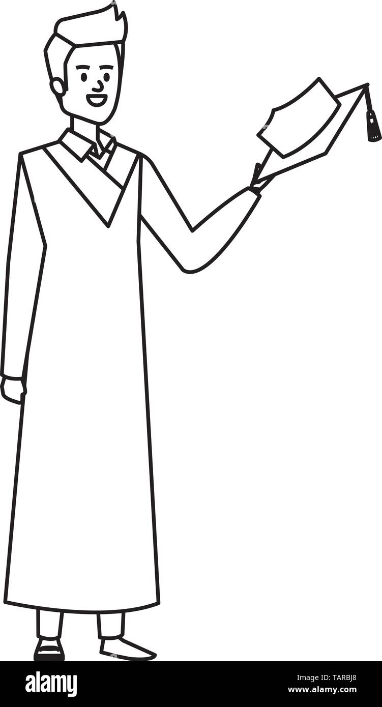 Cartoon boy graduate icon Black and White Stock Photos & Images - Alamy