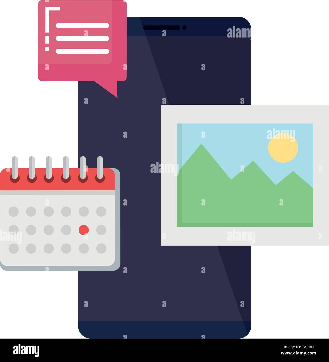 smartphone with calendar and picture Stock Vector Image & Art - Alamy