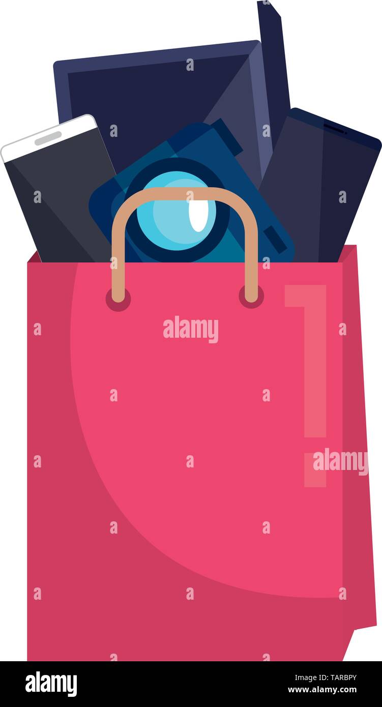 shopping bag with electronic devices Stock Vector Image & Art - Alamy