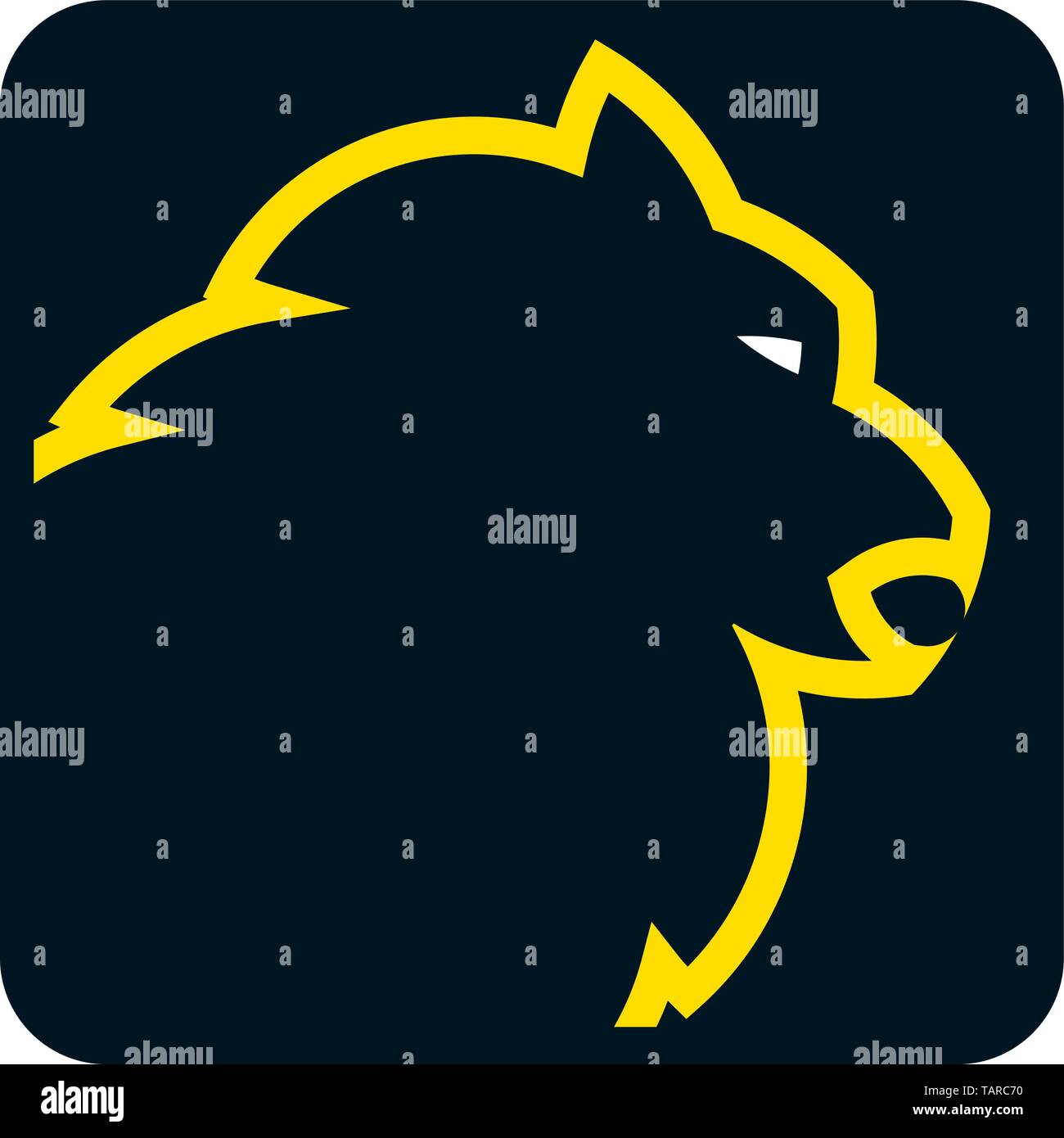 Lion head icon template design in black and yellow. Vector illustration ...