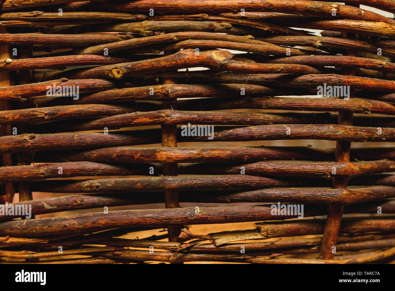 Organic woven willow wicker fence panel suitable for crafts, picnic or ...