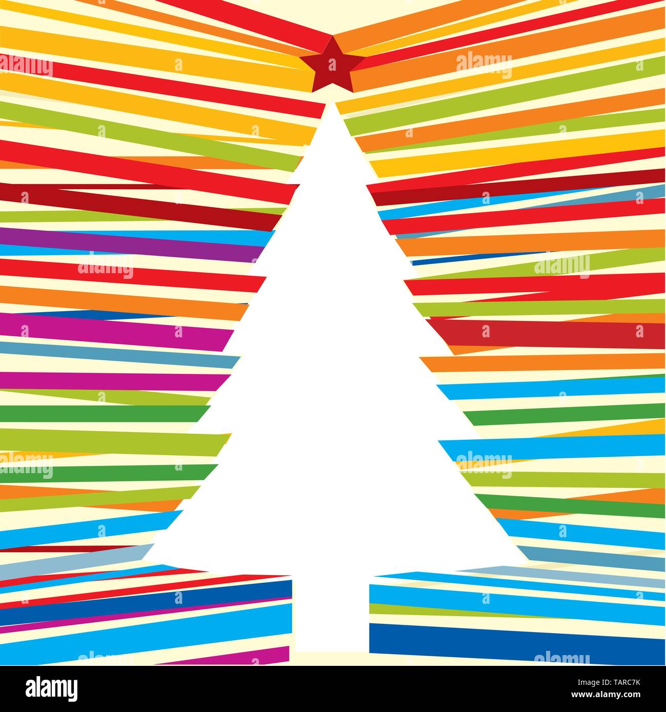 Christmas line tree multicolored in negative form. Vector illustration ...