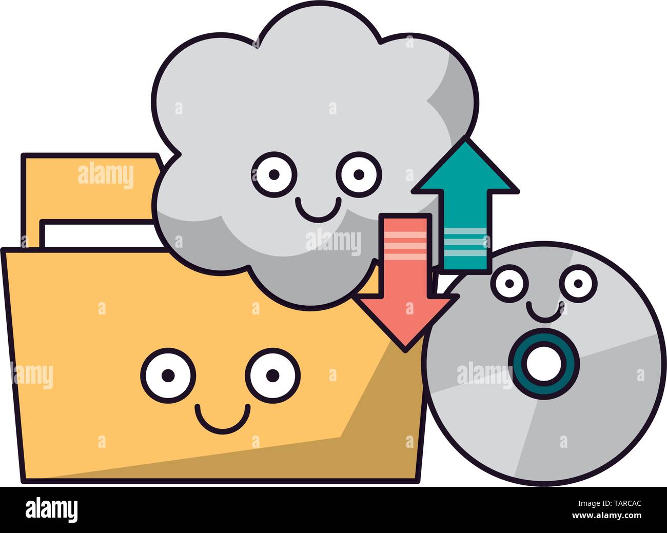 Folder and cd rom with cloud computing vector illustration Stock Vector ...