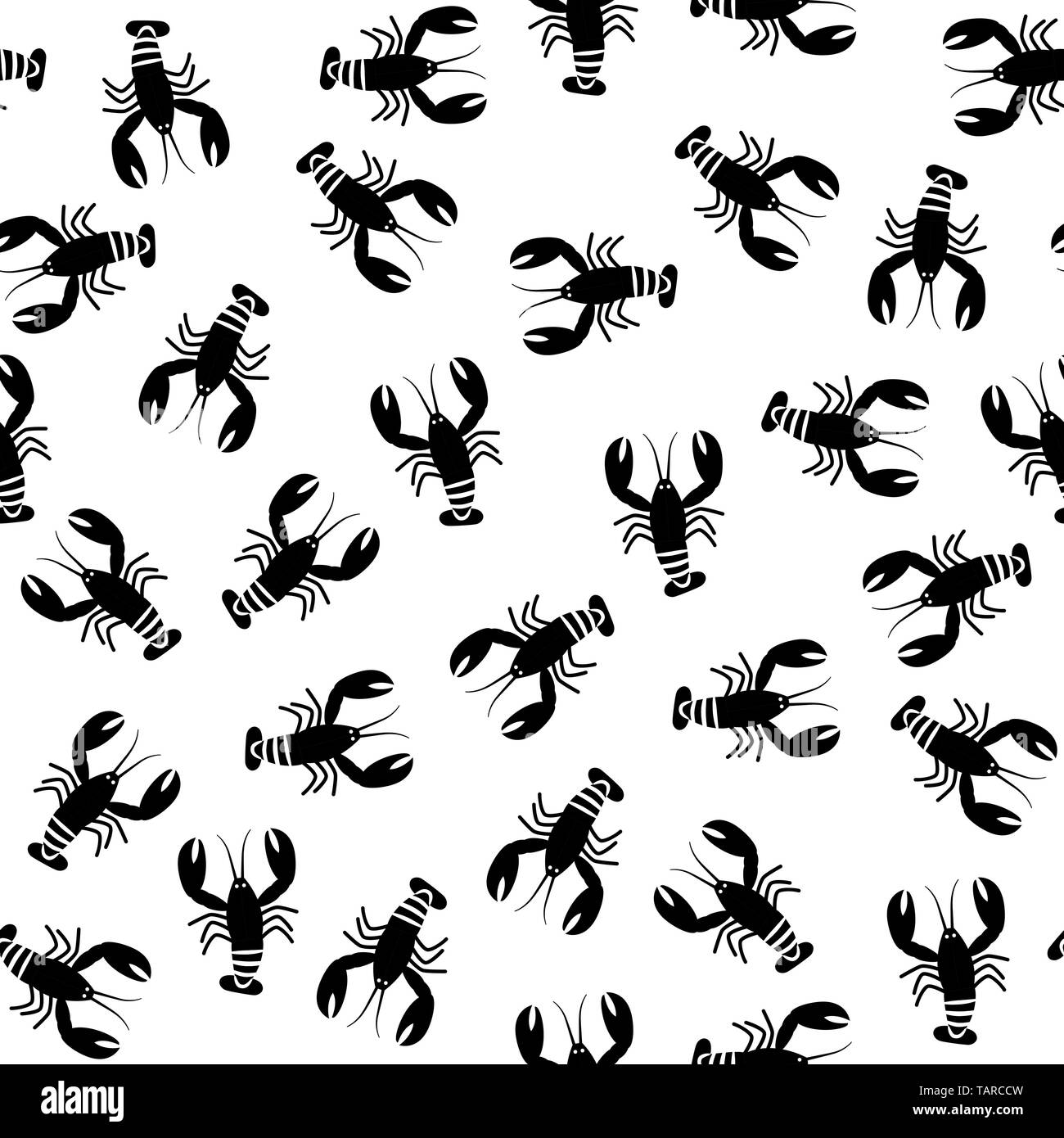 Seafood pattern vector seamless Black and White Stock Photos & Images ...