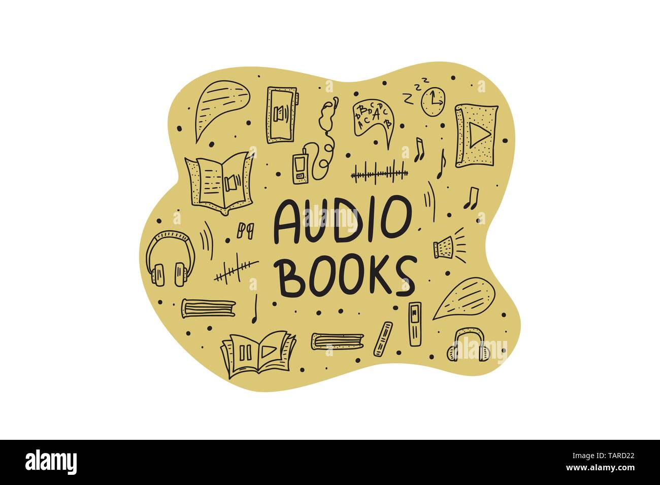 Audiobooks concept. Set of audio book symbols with text. Vector ...