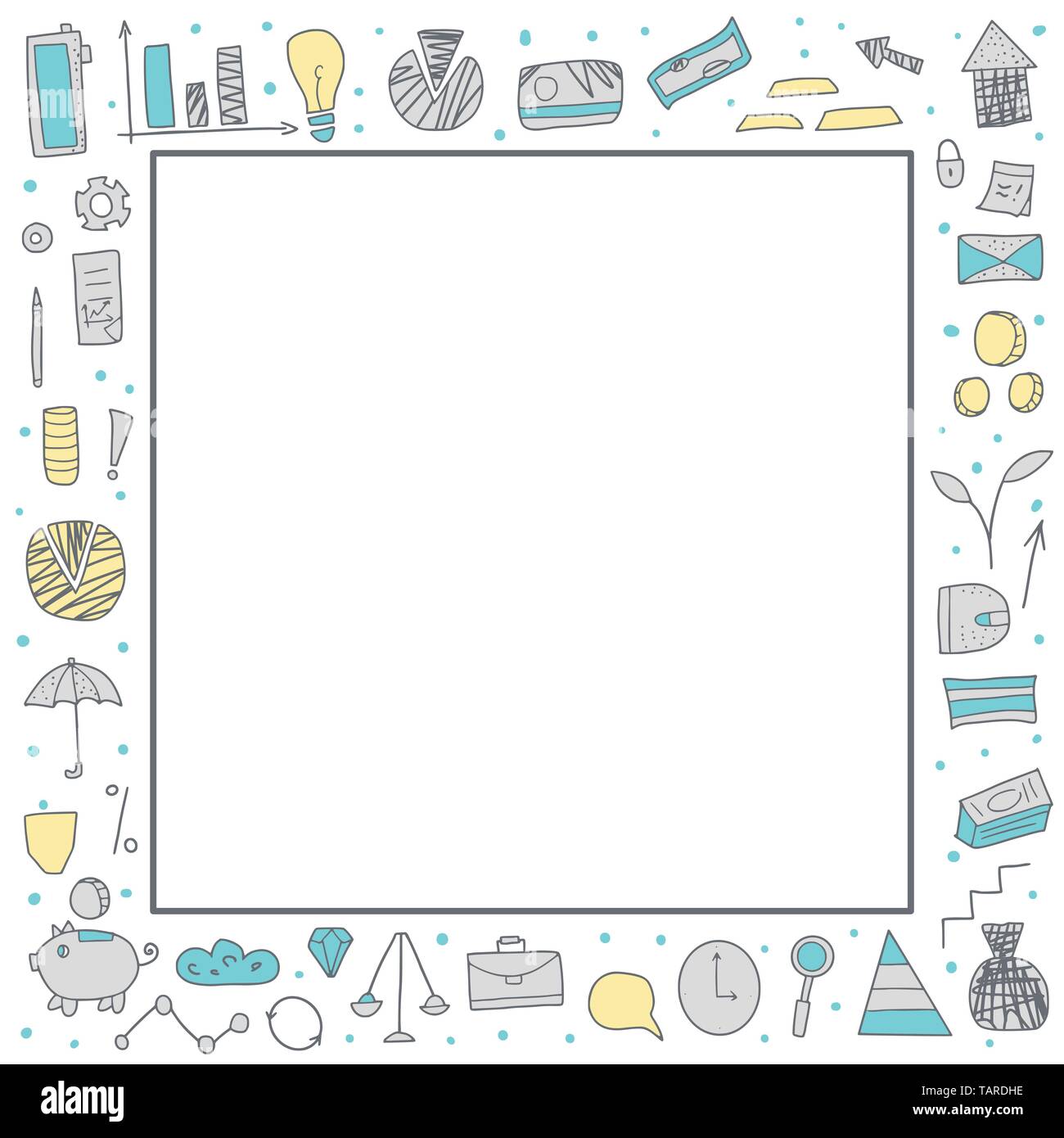 square frame with finance elements. Business concept. border with ...