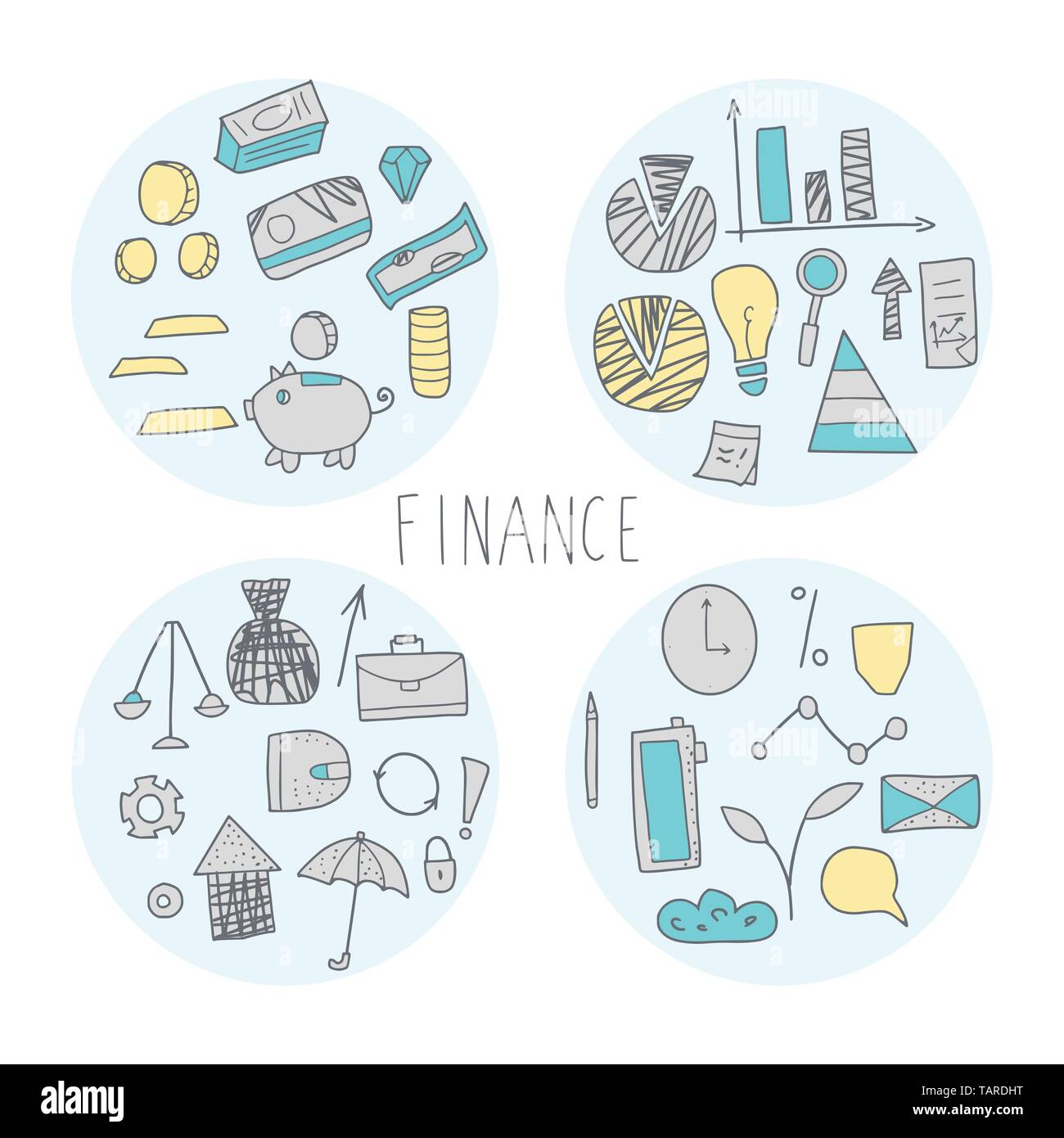 Set of round badge with finance elements. Business concept. Vector ...