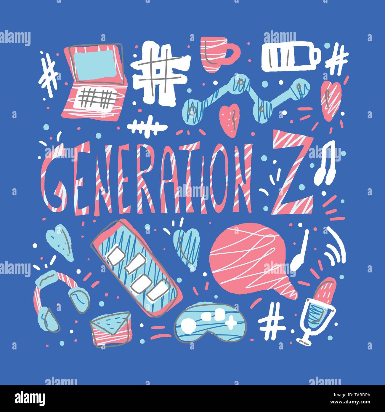 Generation z poster. Text with digital symbols. Vector concept ...