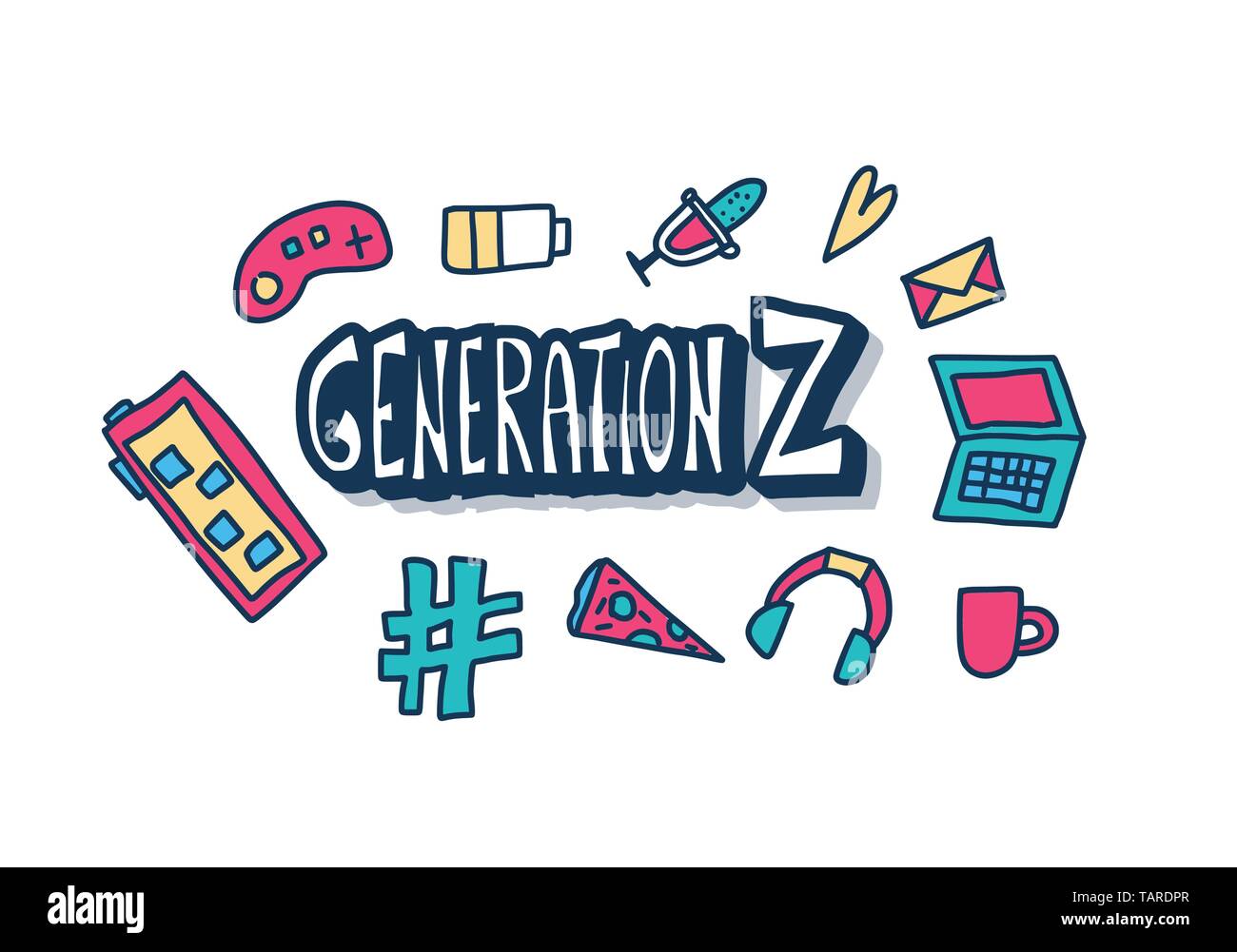 Generation z emblem isolated on white background. Text with digital ...
