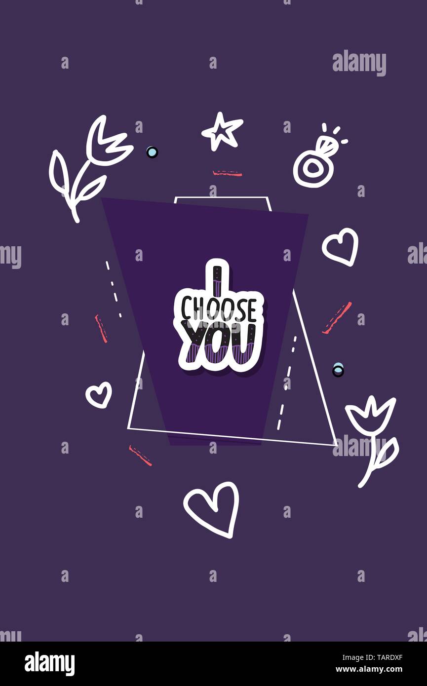 I choose you handwritten lettering with geometric and hand drawn ...