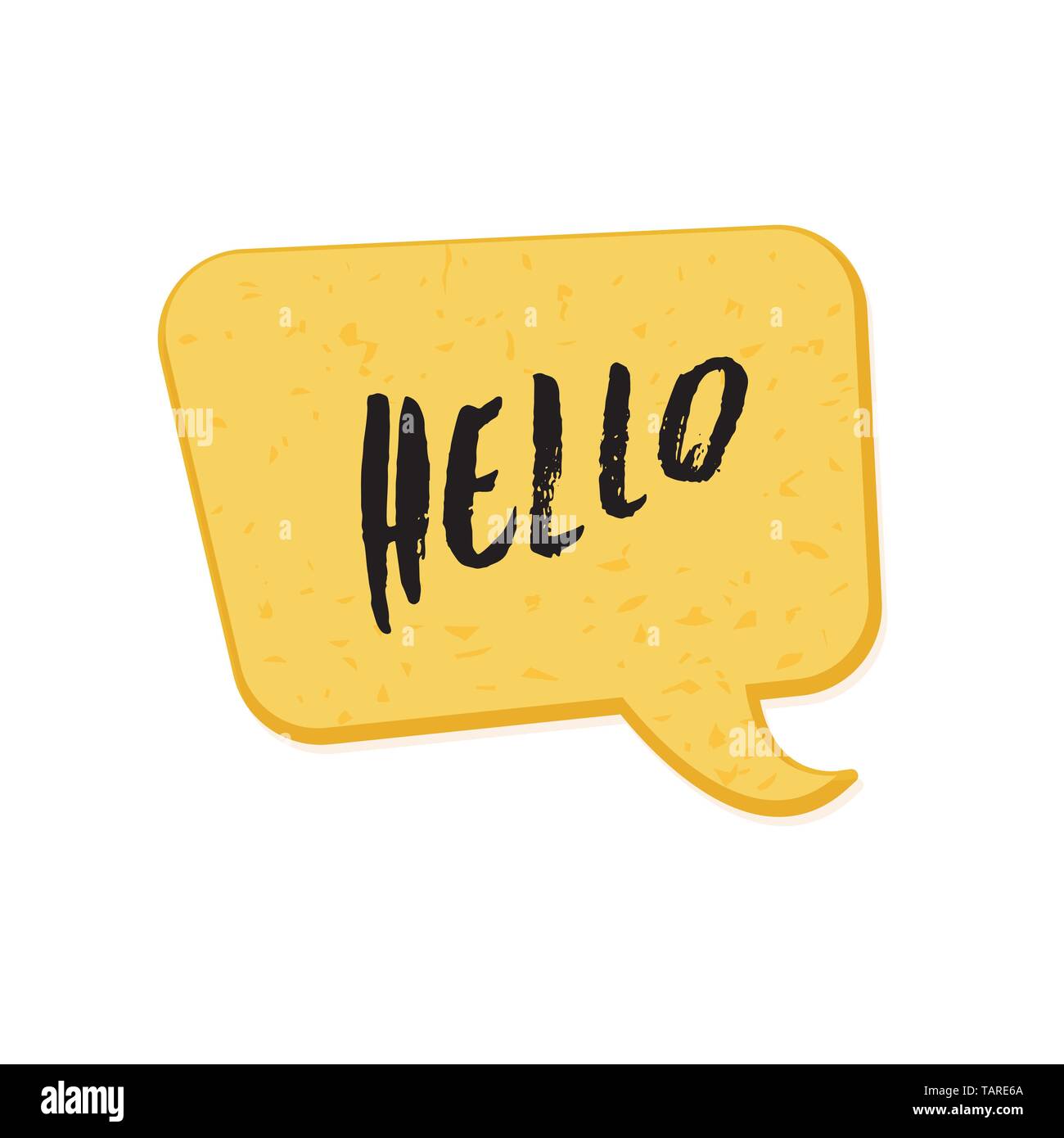 Hello handwritten lettering with speech bubble for social media network ...