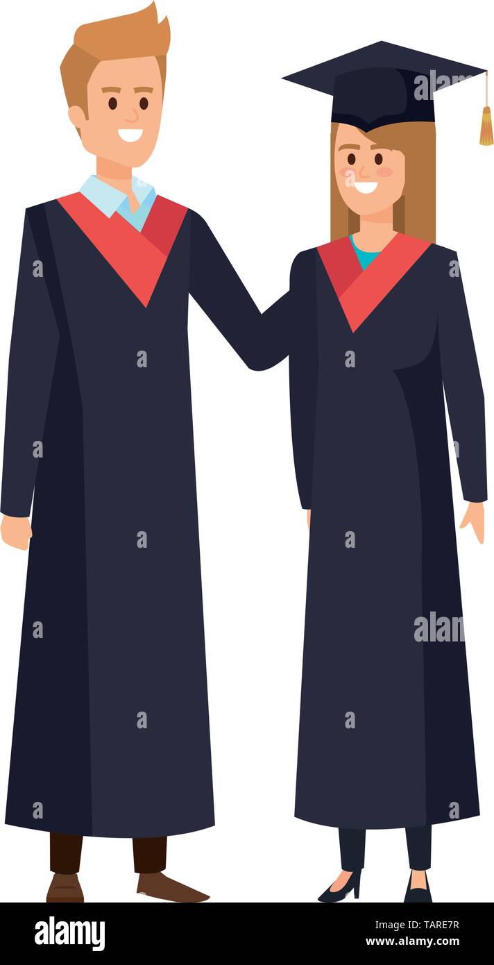 young couple students graduated characters Stock Vector Image & Art - Alamy