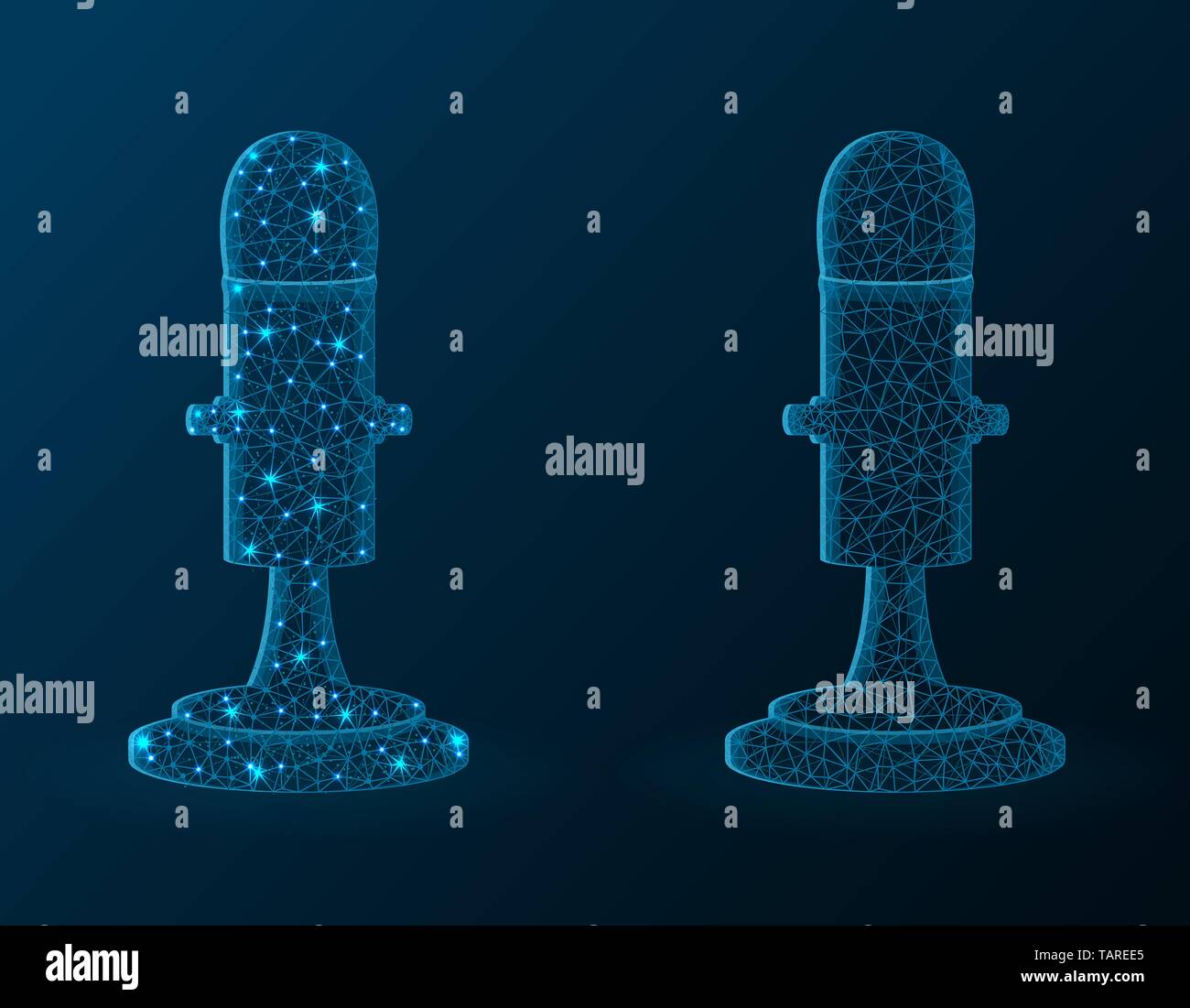 Microphone low poly design, sound recording polygonal vector ...