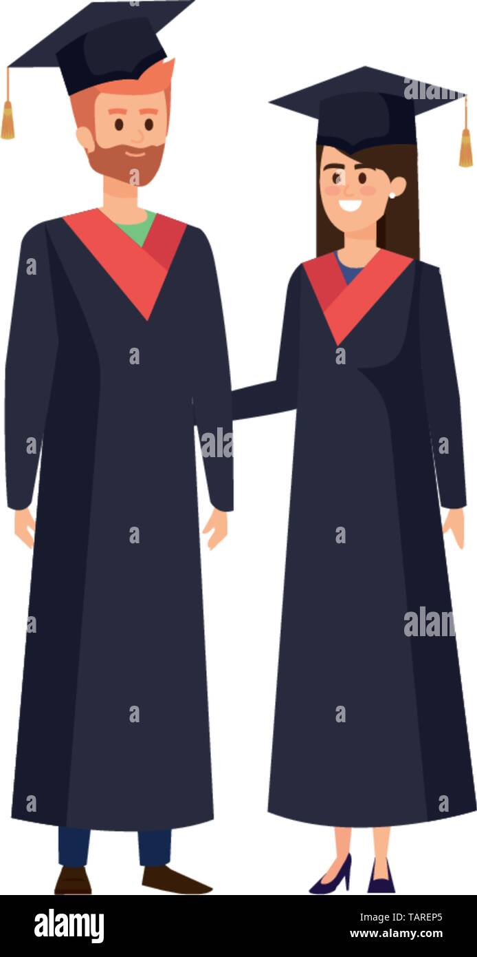 young couple students graduated characters Stock Vector Image & Art - Alamy