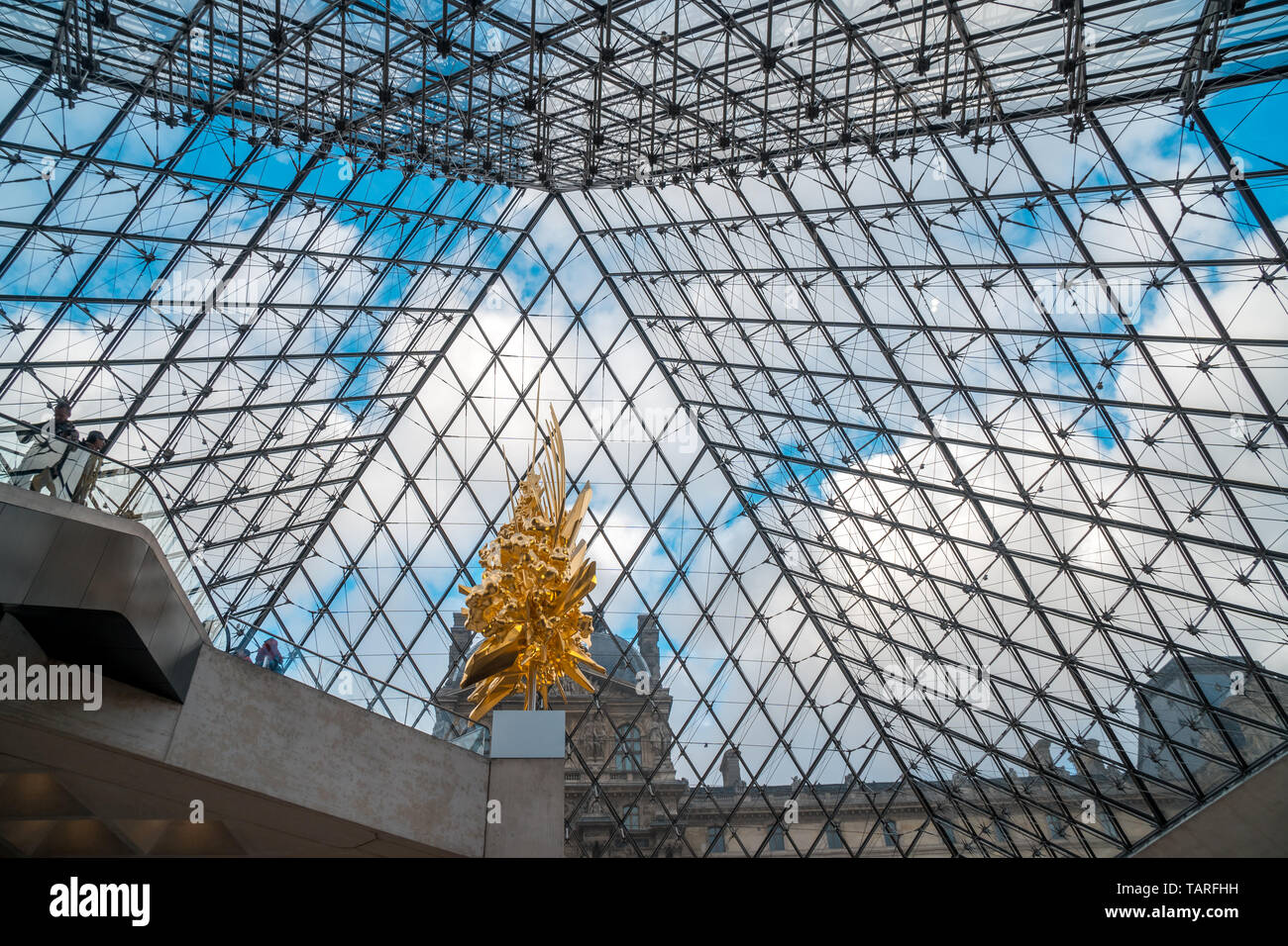 Paris, France - 17.01.2019: Interior of the Louvre Pyramid, The pyramid ...