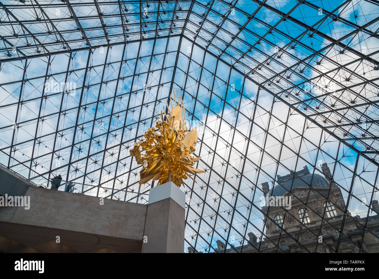 Paris, France - 17.01.2019: Interior of the Louvre Pyramid, The pyramid ...