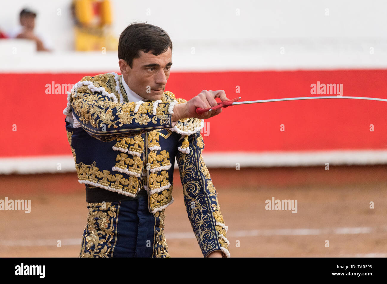 Spanish bullfighter Paco Urena performs with a bull at the Plaza de ...