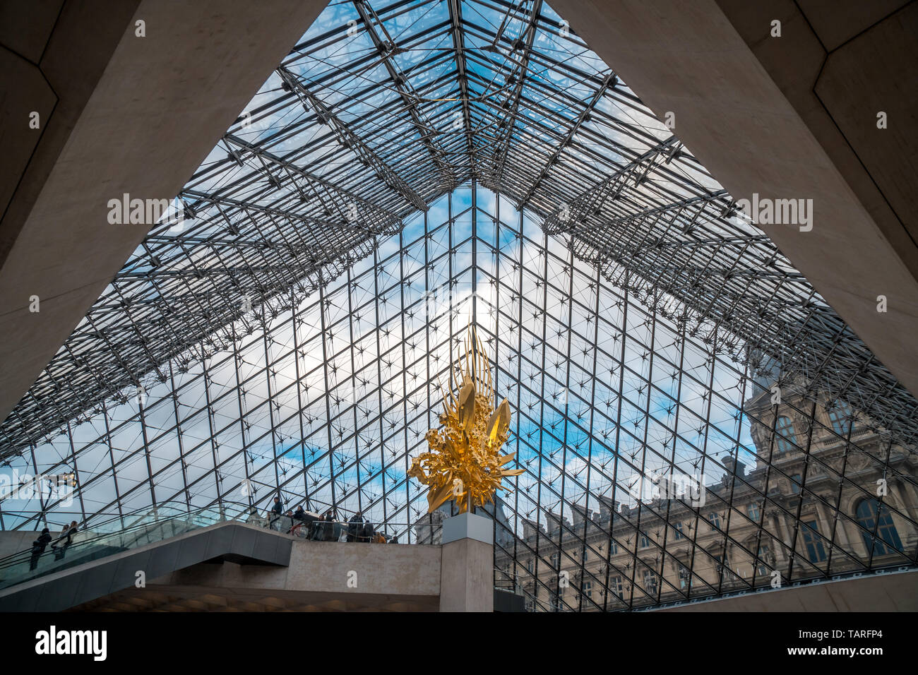 Paris, France - 17.01.2019: Interior of the Louvre Pyramid, The pyramid ...
