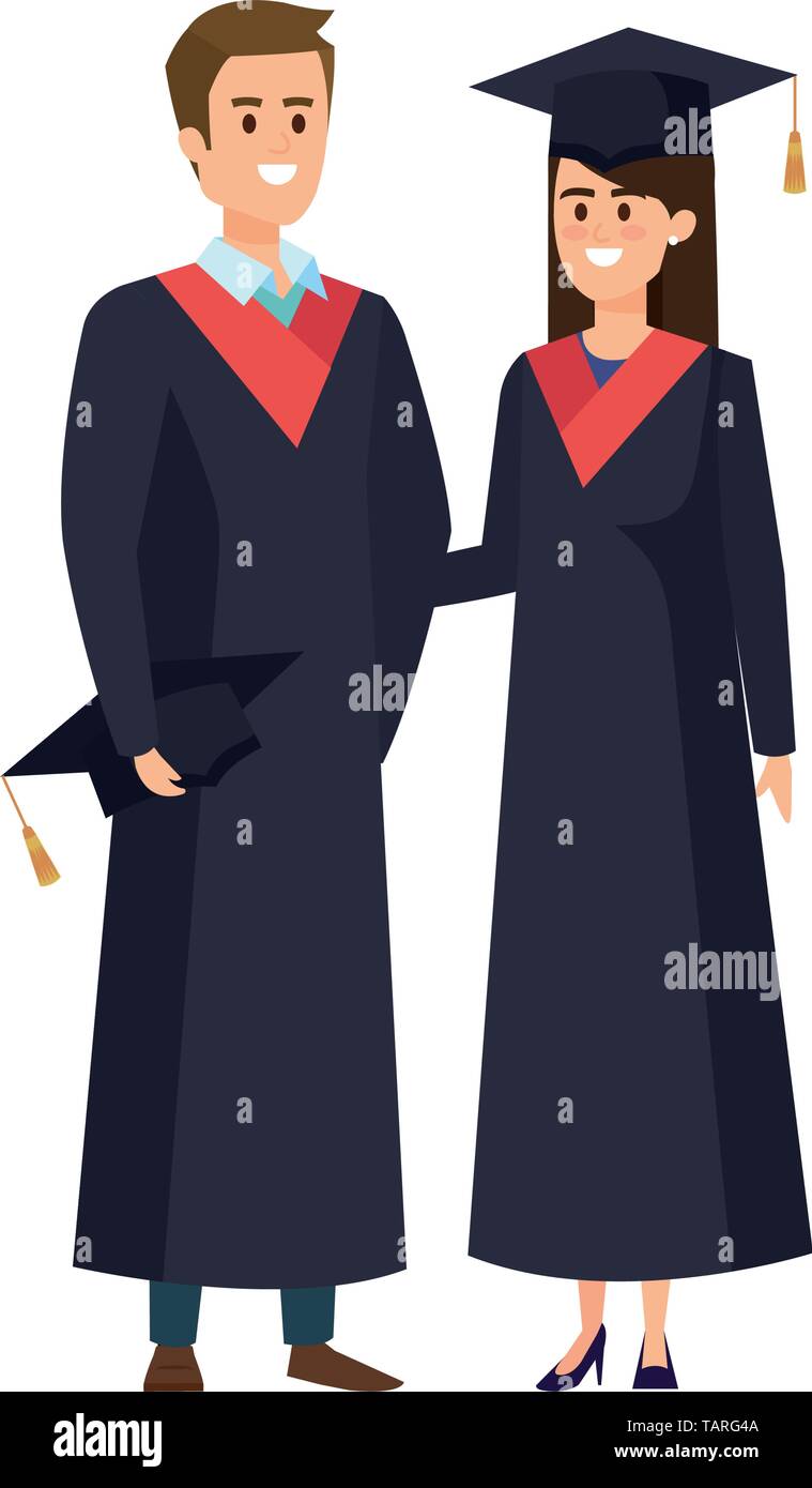 young couple students graduated characters Stock Vector Image & Art - Alamy