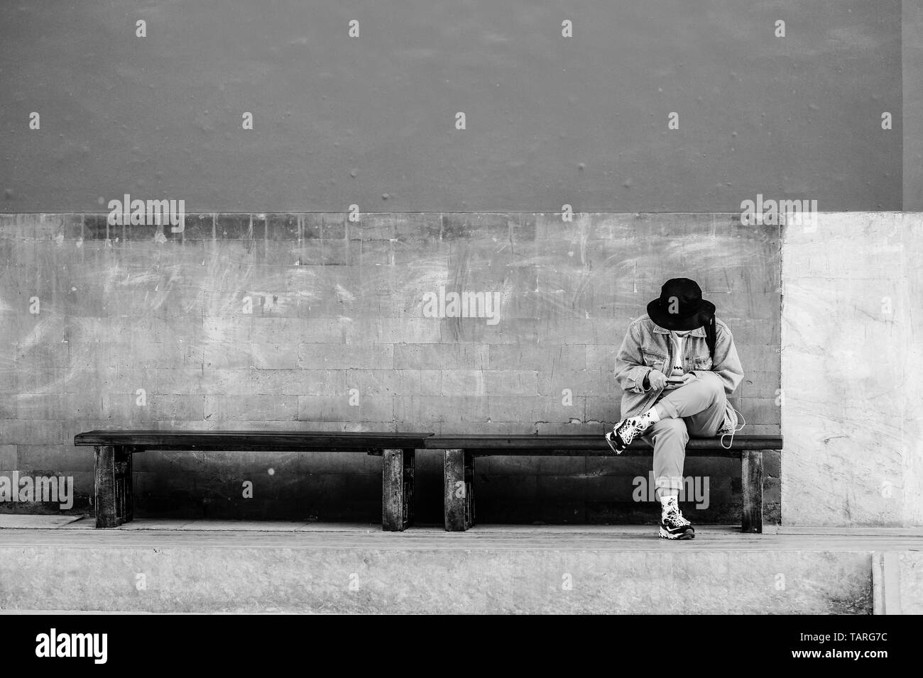 City home in red Black and White Stock Photos & Images - Alamy