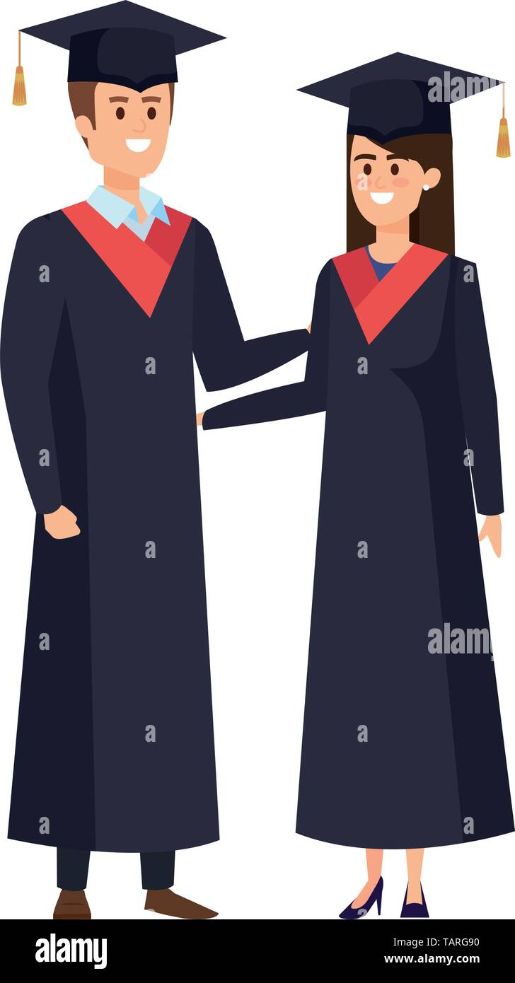 young couple students graduated characters Stock Vector Image & Art - Alamy