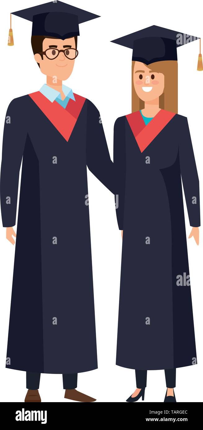 young couple students graduated characters Stock Vector Image & Art - Alamy