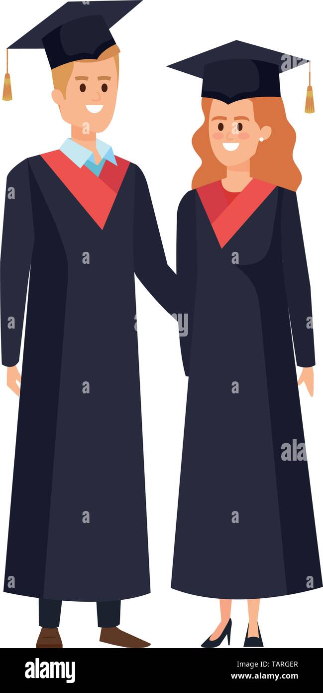 young couple students graduated characters Stock Vector Image & Art - Alamy