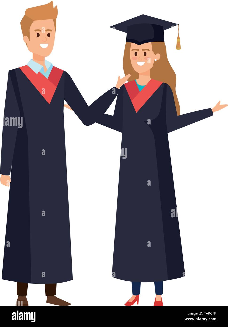 young couple students graduated characters Stock Vector Image & Art - Alamy