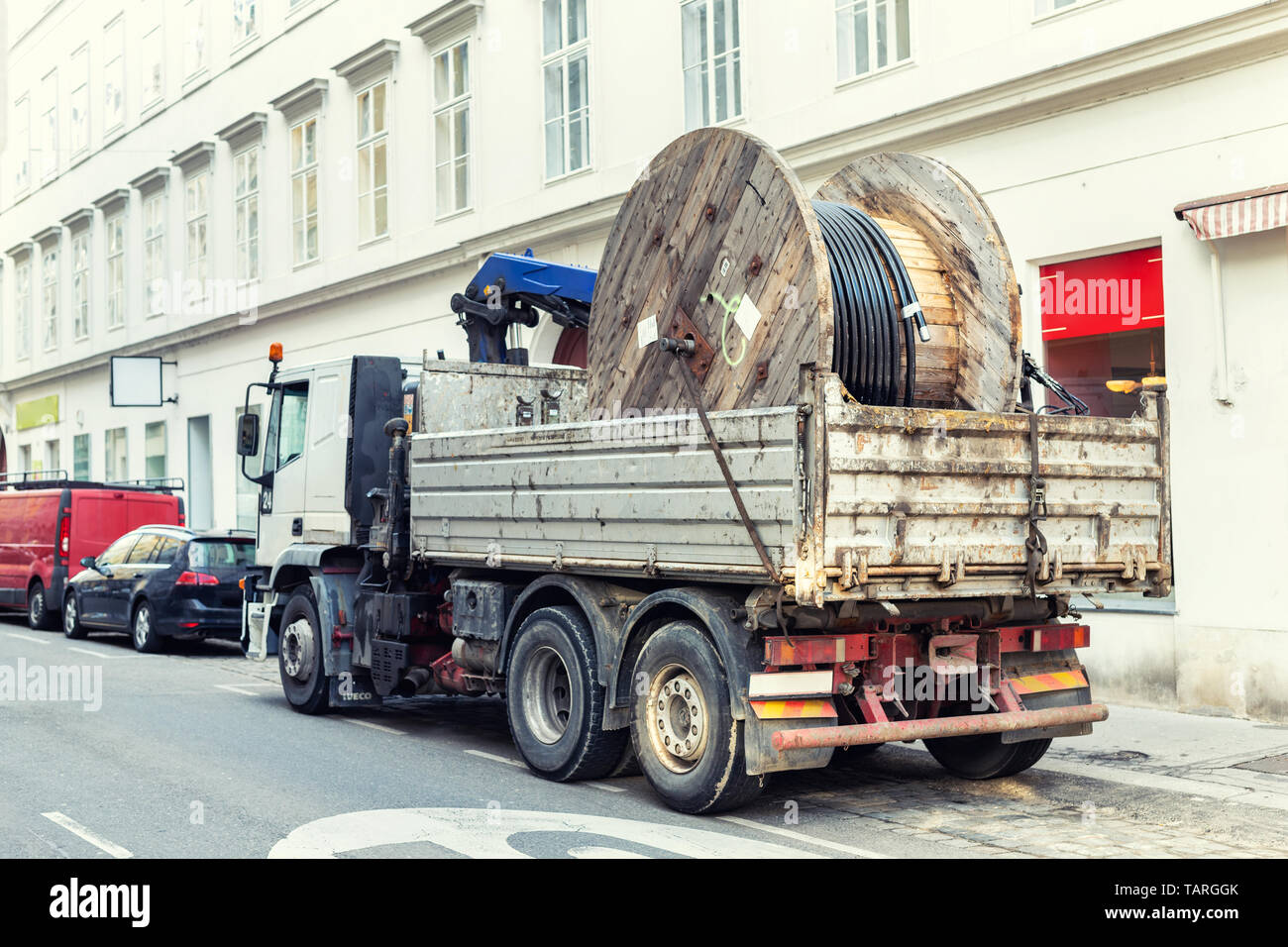 Cable drum truck hi-res stock photography and images - Alamy