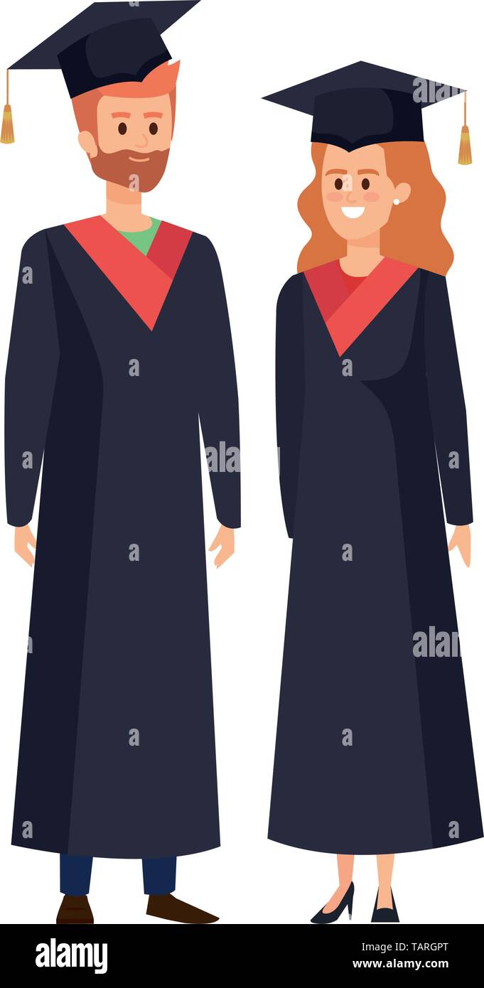young couple students graduated characters Stock Vector Image & Art - Alamy