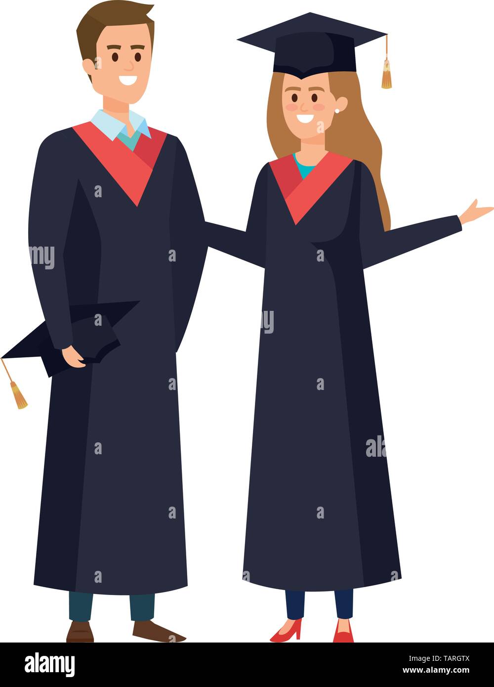 young couple students graduated characters Stock Vector Image & Art - Alamy