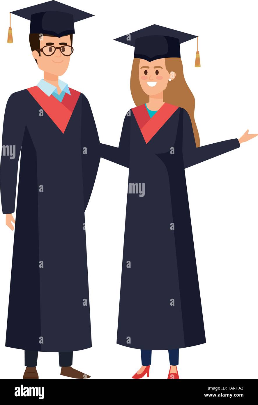 young couple students graduated characters Stock Vector Image & Art - Alamy