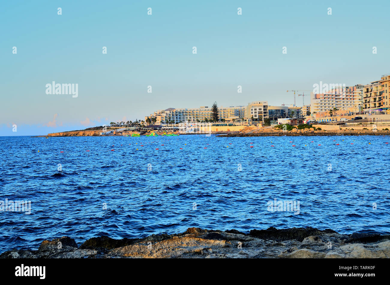 Bugibba town from the Mediterranean Sea Stock Photo - Alamy